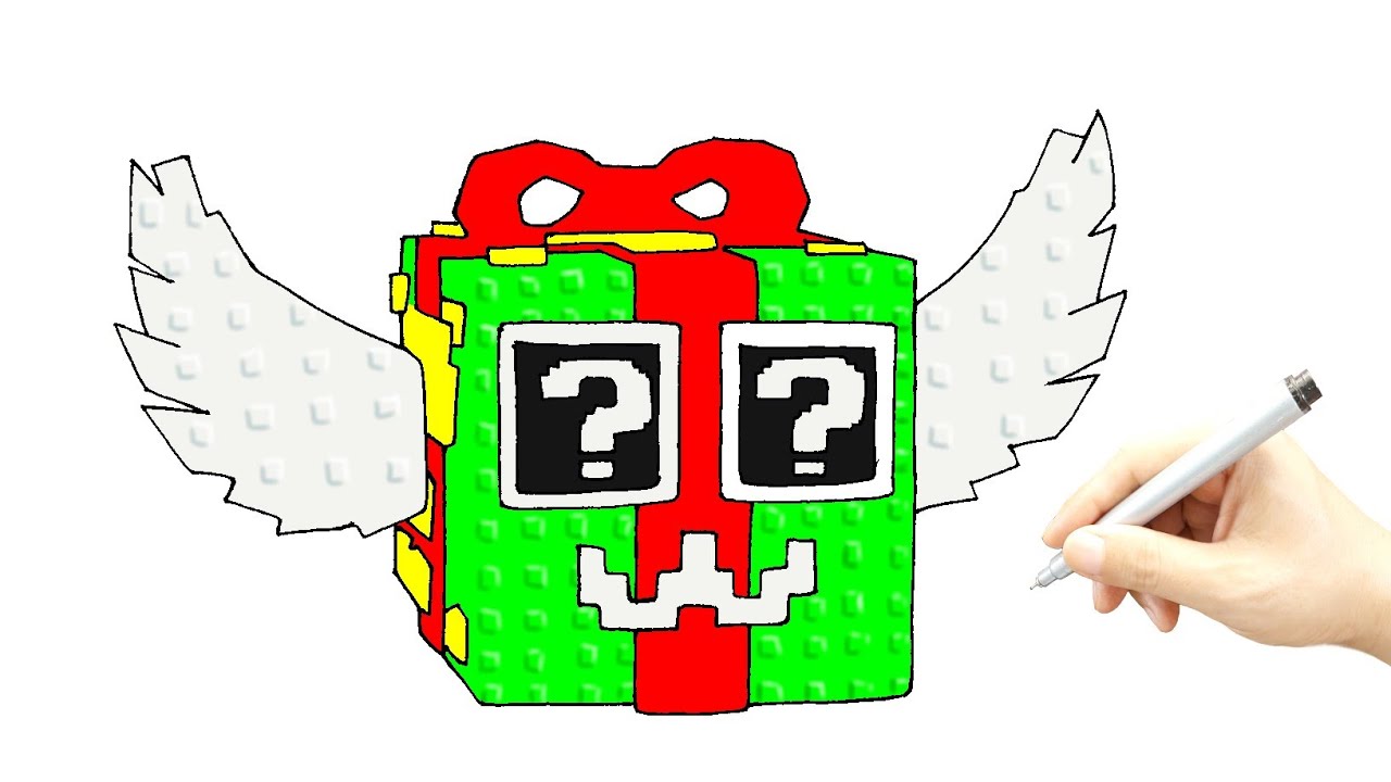 How to draw festive lucky block steal a brainrot - YouTube