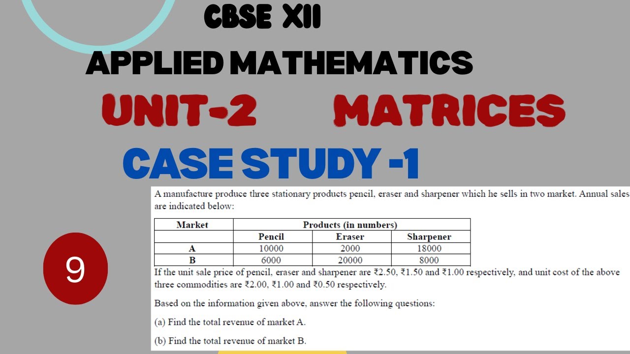 12th|UNIT 2|MATRICES| Case study-1| Applied Mathematics | # ...