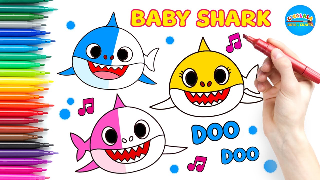 How to Draw Pinkfong Baby Shark Easy Step By Step | Cocolala Art - YouTube