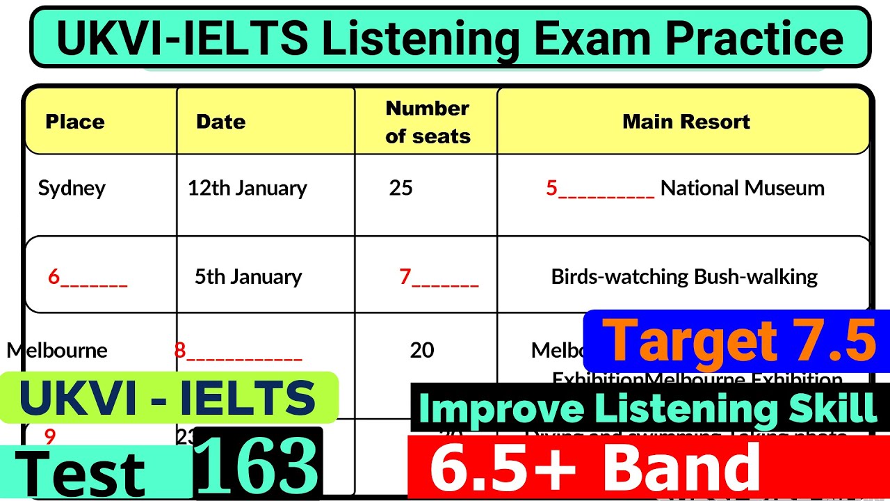 UKVI IELTS Listening Practice Test with Answers || TEST - 163 - YouTube
