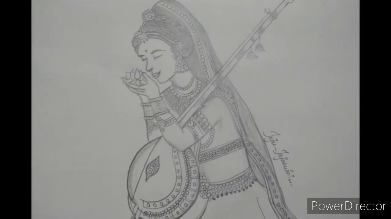 How to draw Meerabai...😍... Teju's artz...... - YouTube