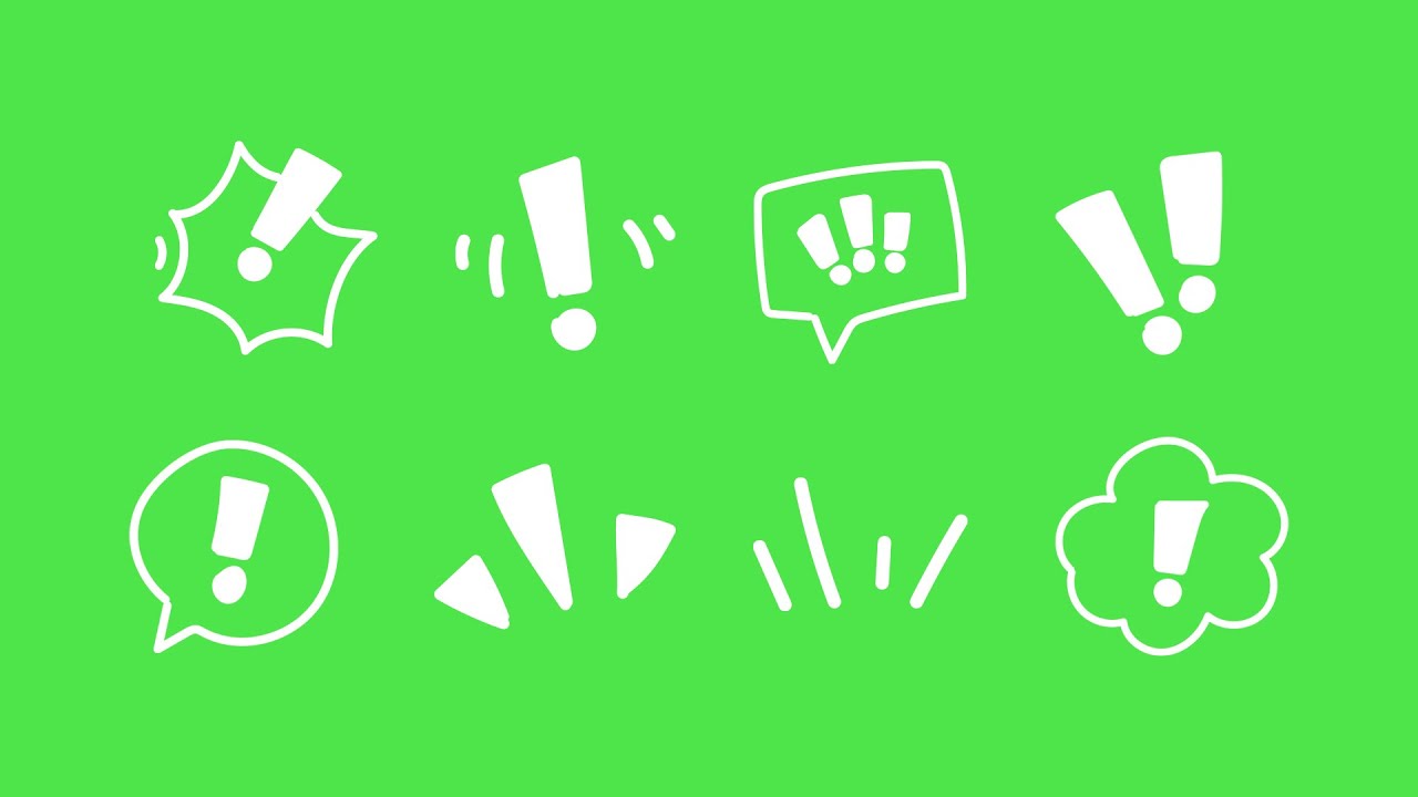 exclamation mark green screen/ animation green screen/ Free for ...