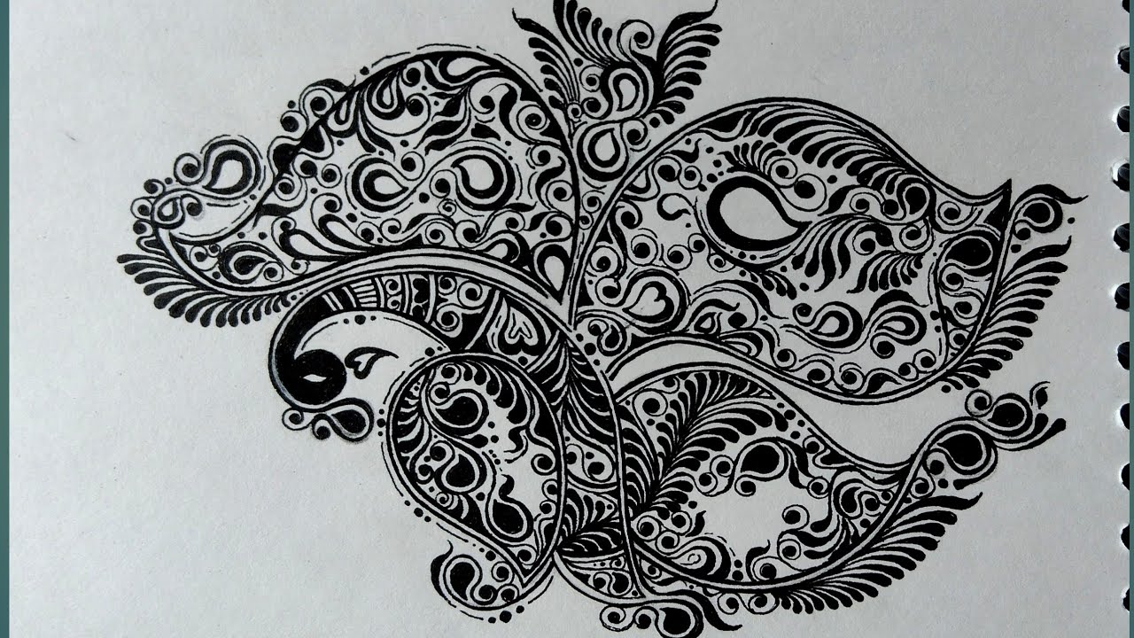 How to draw Alpona design || Peacock alpona design || Alpona drawing ...
