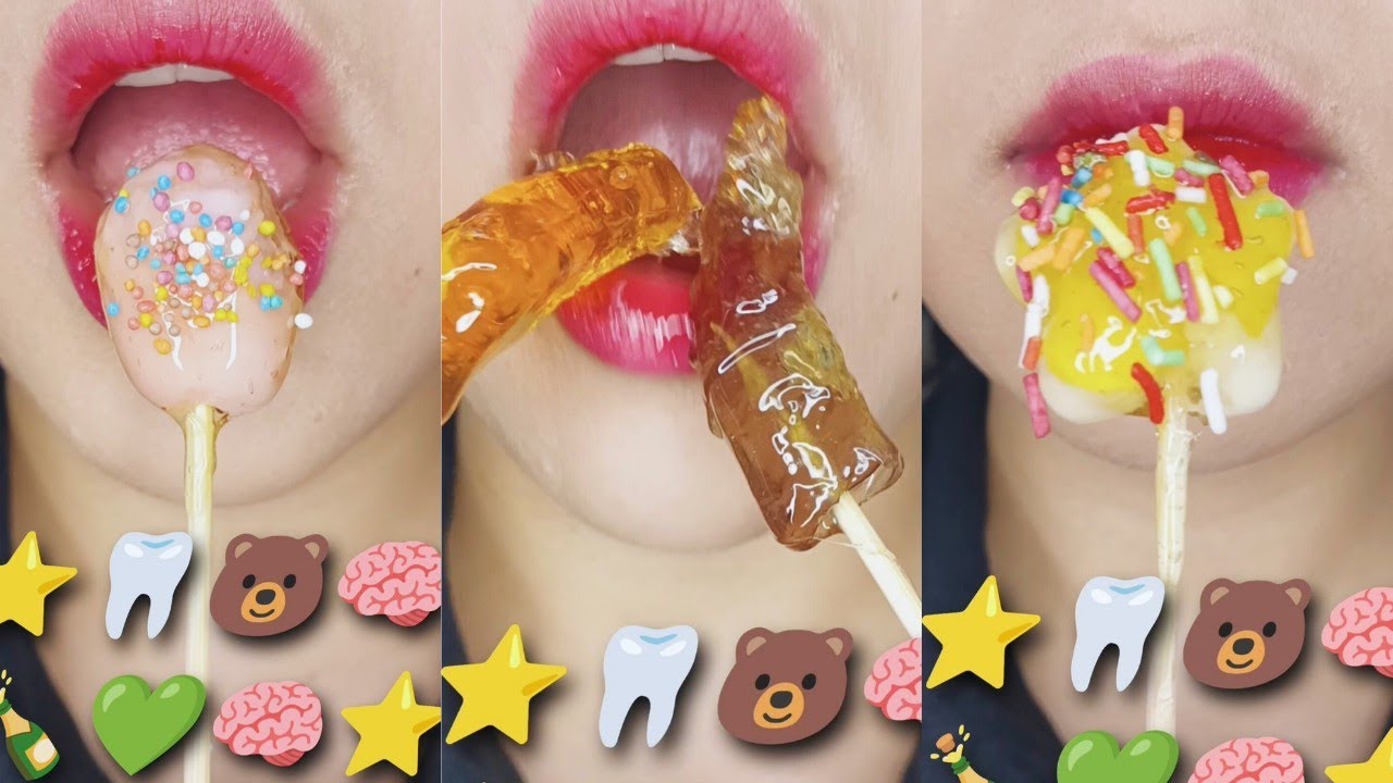 ASMR⭐🦷🐻🍾💚🧠⭐EATING CHALLENGE COCOLFUL JELLY SATISFYING 컬러풀 젤리 챌린지 먹방(SPED UP) #asmr #eating - YouTube