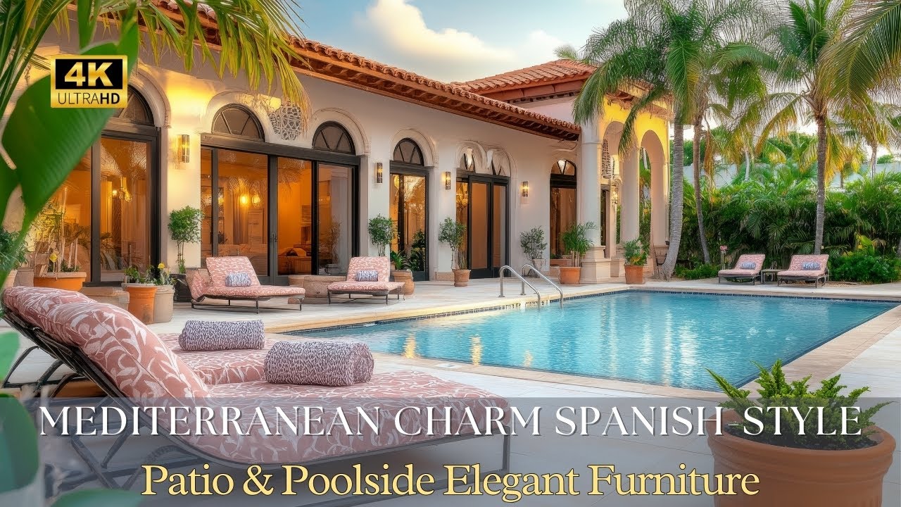 Mediterranean Charm: Spanish-Style Patio & Poolside Lounge with Elegant ...