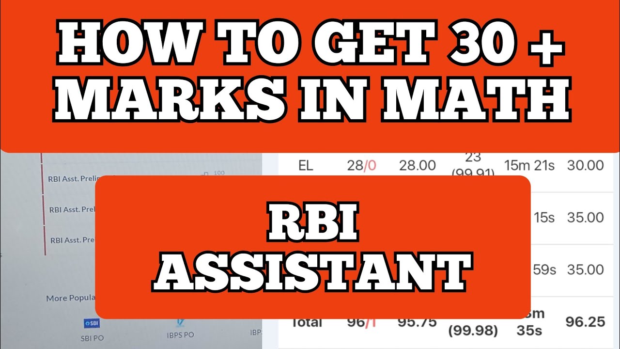HOW TO GET 30+ MARKS IN MATH FOR RBI ASSISTANT . #rbiassistant# ...