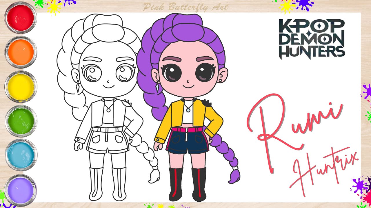 KPop Demon Hunters : Chibi Rumi Huntrix Easy Drawing For Kids and ...