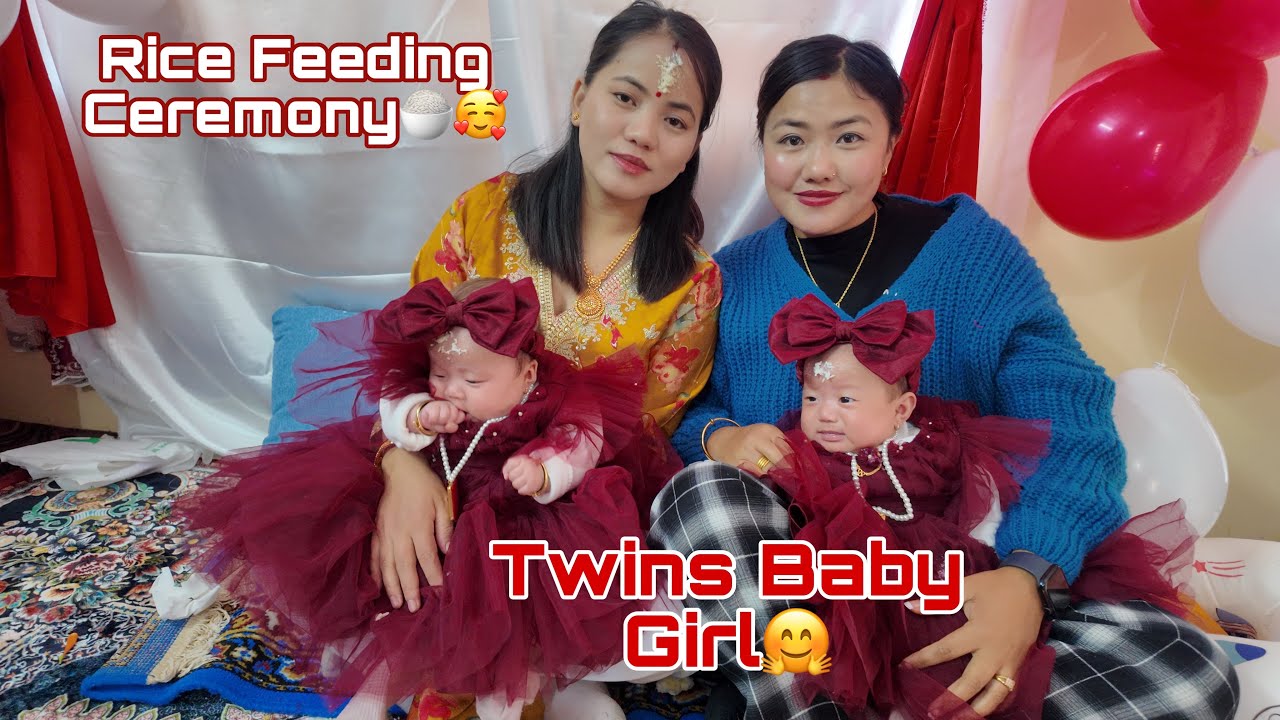 VLOG-68 ️ ️ ️ RICE 🍚FEEDING CEREMONY😍 #TWINS BABY GIRL😘#sanamale 🙏🏻 ...