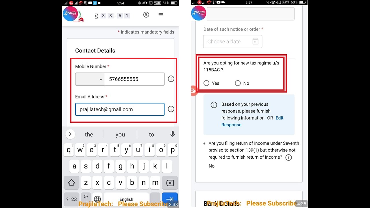 How To Change Mobile, E-mail in incometax.gov 2022 | Select Tax Regime ...