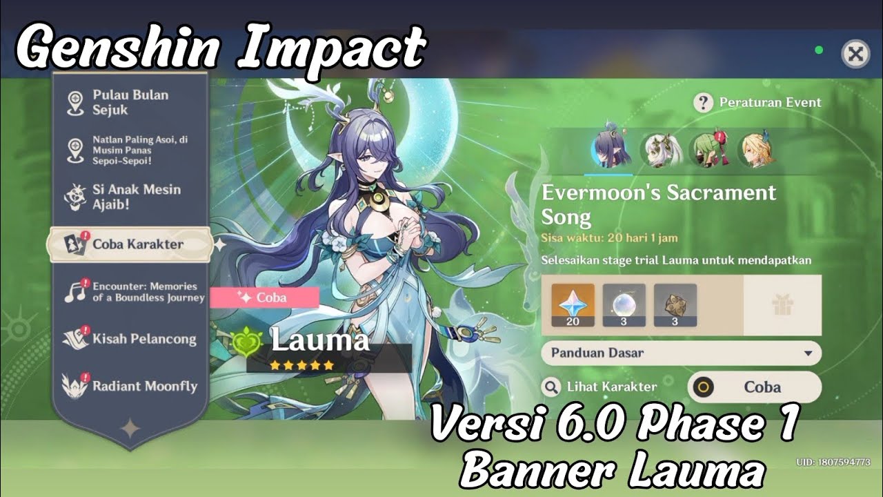 Genshin Impact - Coba Chara Versi 6.0 Phase 1 (Banner Lauma) 2025 - YouTube