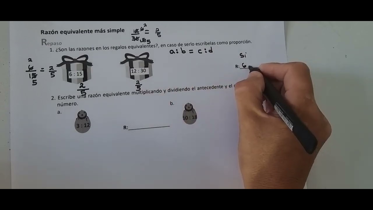 RAZÓN EQUIVALENTE MÁS SIMPLE (CUADERNO DE EJERCICIO REPASO) - YouTube