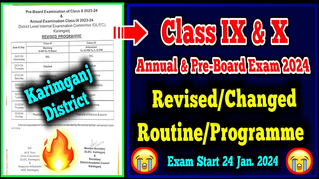 Class 10 9 Pre Final Annual Exam 2024 Revised Changed Routine class-10-9-pre-final-annual-exam-2024-revised-changed-routine