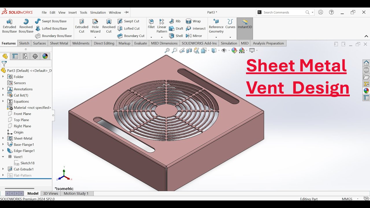 SolidWorks Sheet Metal Vent Cover Design | Sheet Metal Modeling ...