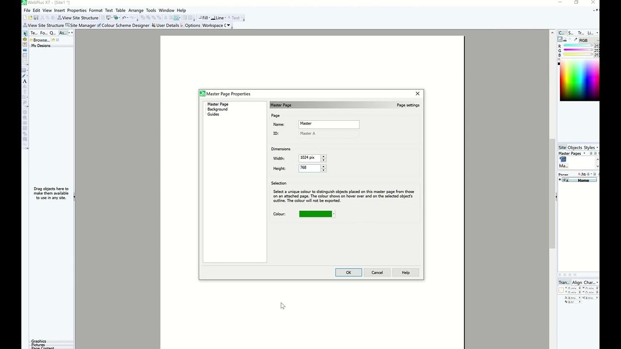 How to create a Masterpage using serif web plus - YouTube