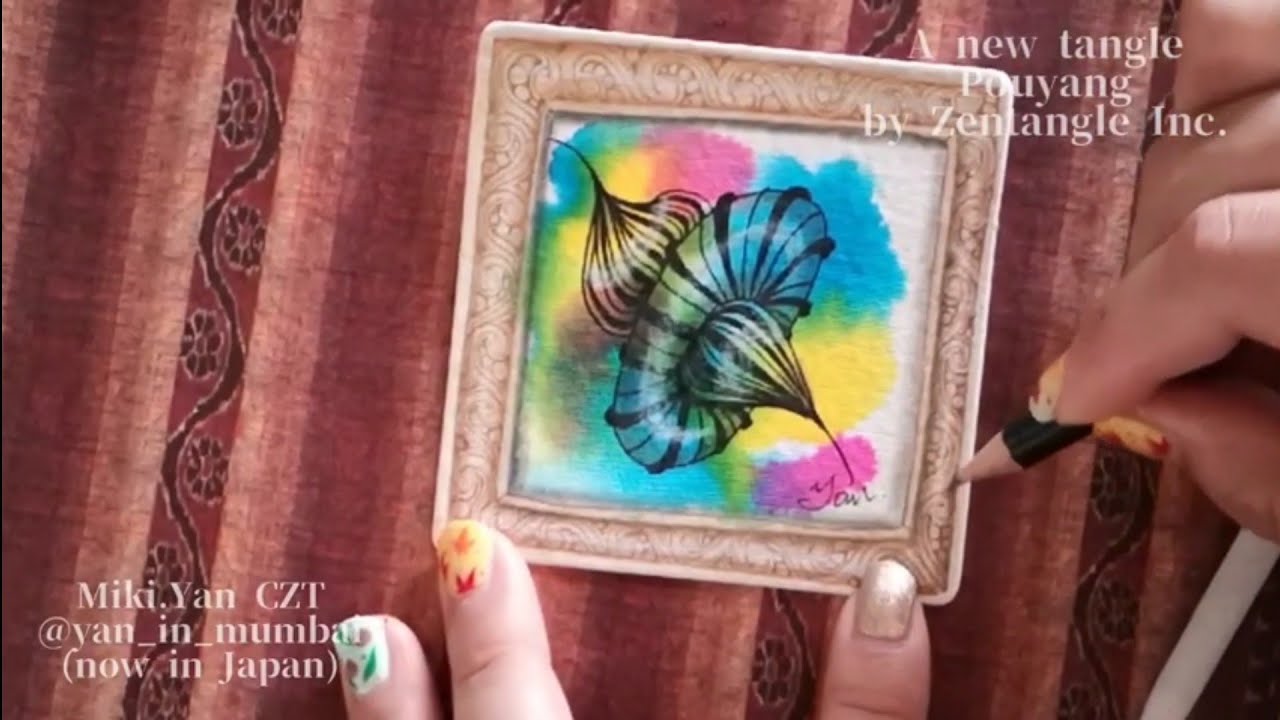 【New Tangle : Pouyang】 Zentangle /ゼンタングル by Miki.Yan CZT - YouTube