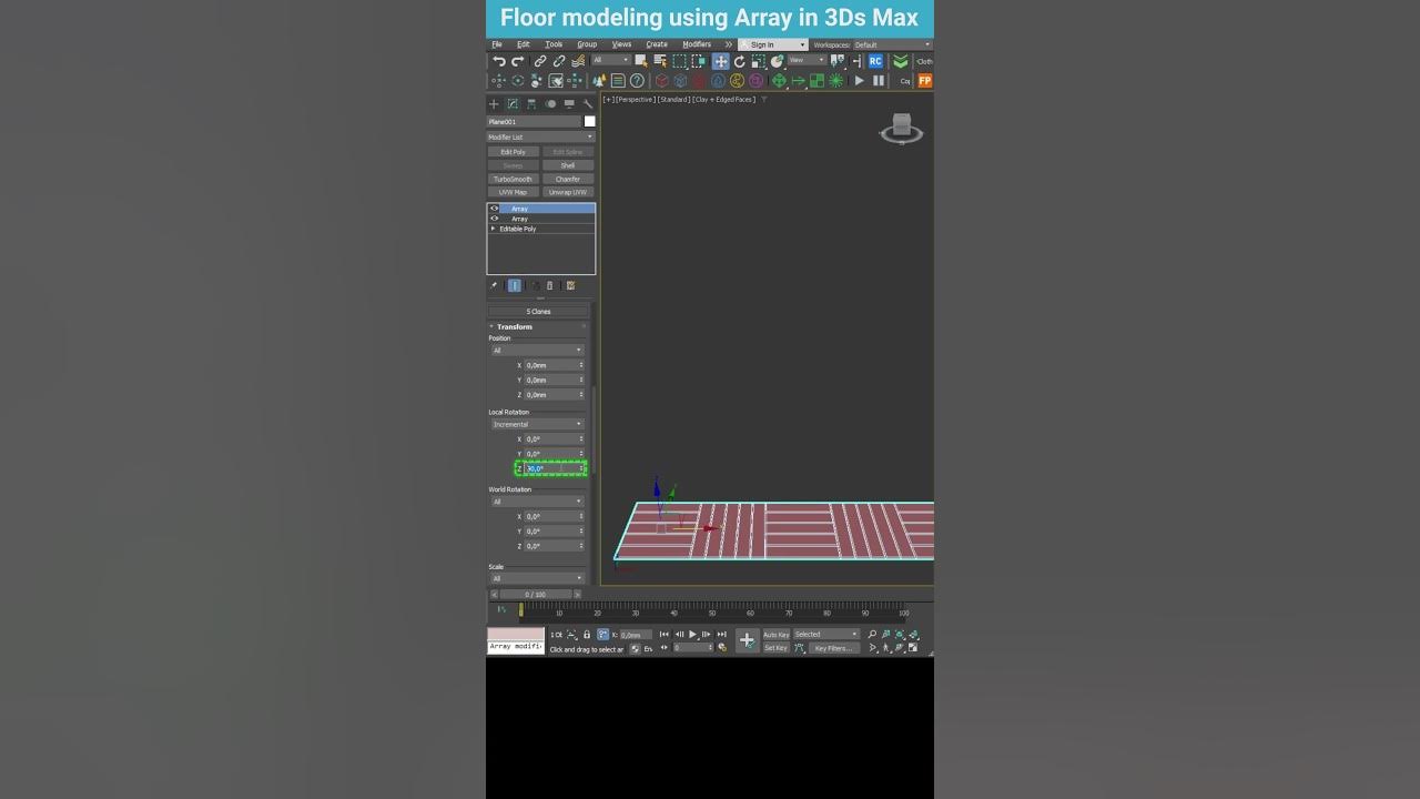 Creating a Wooden Floor Using Array Modifier in 3Ds Max #shorts #3dsmax #floor #array - YouTube