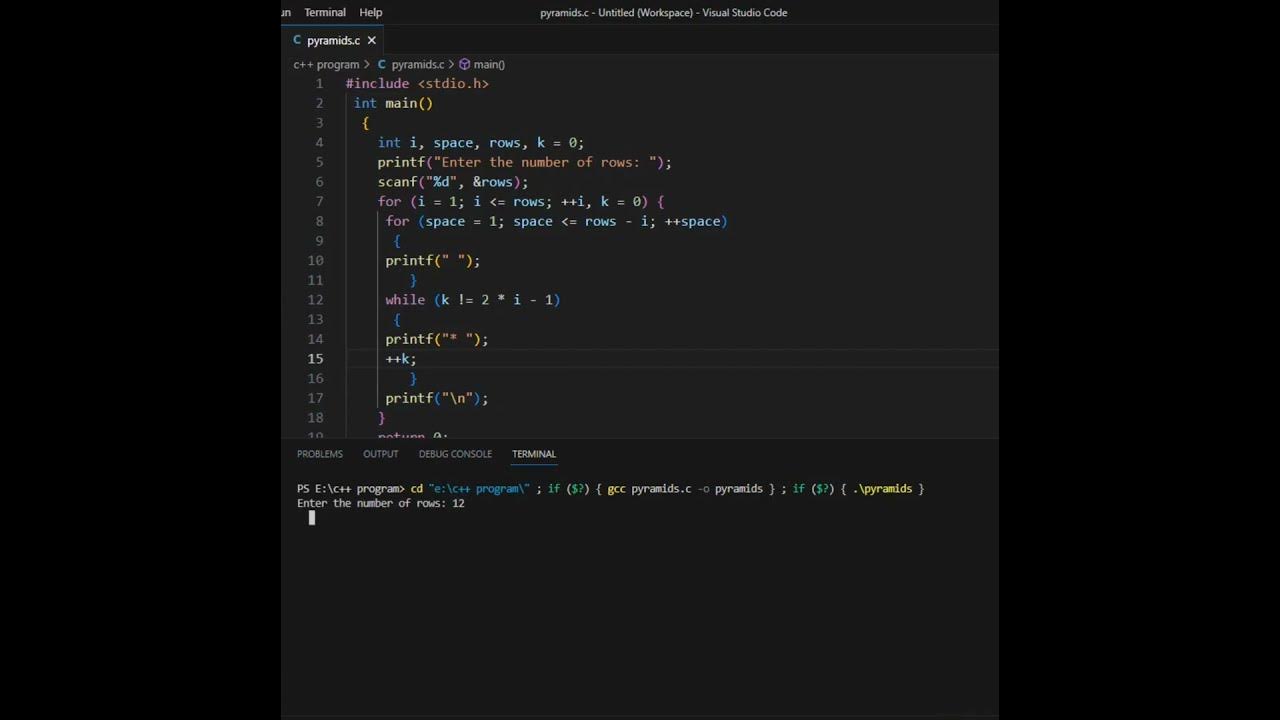 print pyramid in C || #coding #programmingcode #programming #bca #coder #code #cprogramming ...