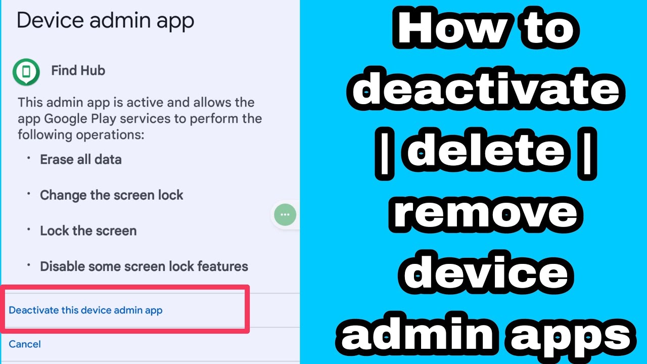 How to deactivate | delete | remove device admin apps | device admin ...