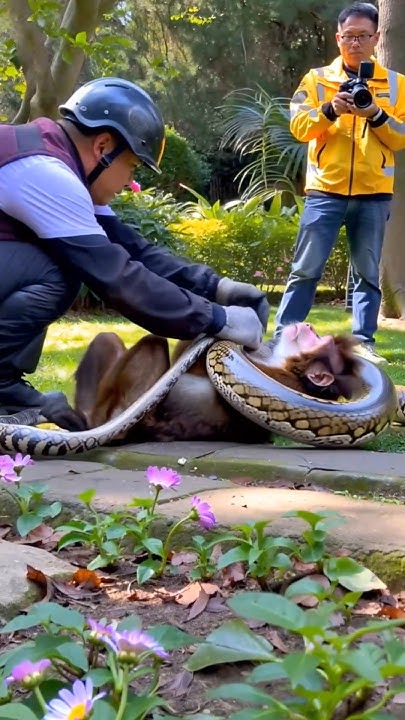Monkey vs Python: Intense Garden Rescue Caught on Camera! 🐒🐍" # ...