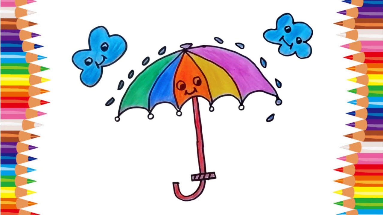 How to Draw a Cute Umbrella☔️ | Step-by-Step | Drawing and Coloring for ...