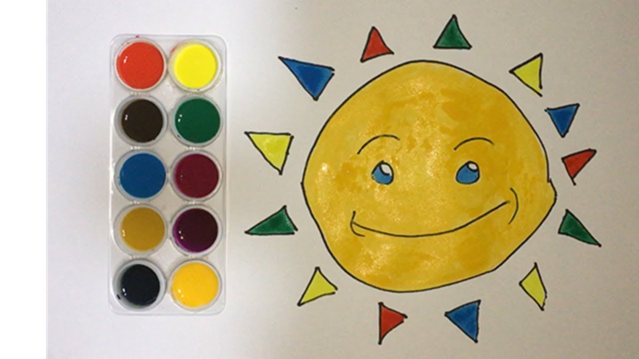 Painting and Coloring Sun|Kids Drawing|Learning Colors|How To Draw a ...