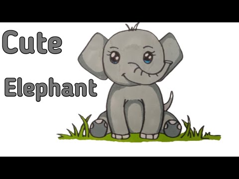 Menggambar Gajah kecil yang lucu | step by step | how to draw cute an ...