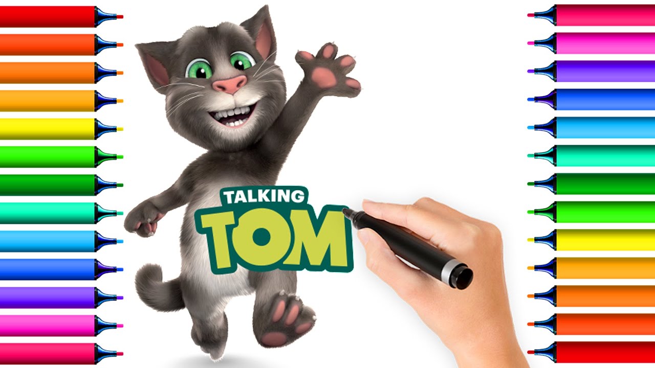 How To Coloring Talking Tom For Children | How To Draw Talking Tom ...
