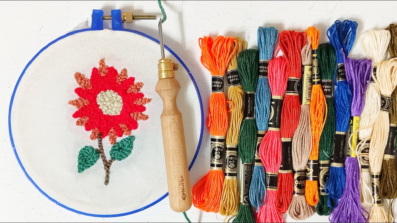 Easy and beautiful needel work for beginners || hand embroidery flowers ...