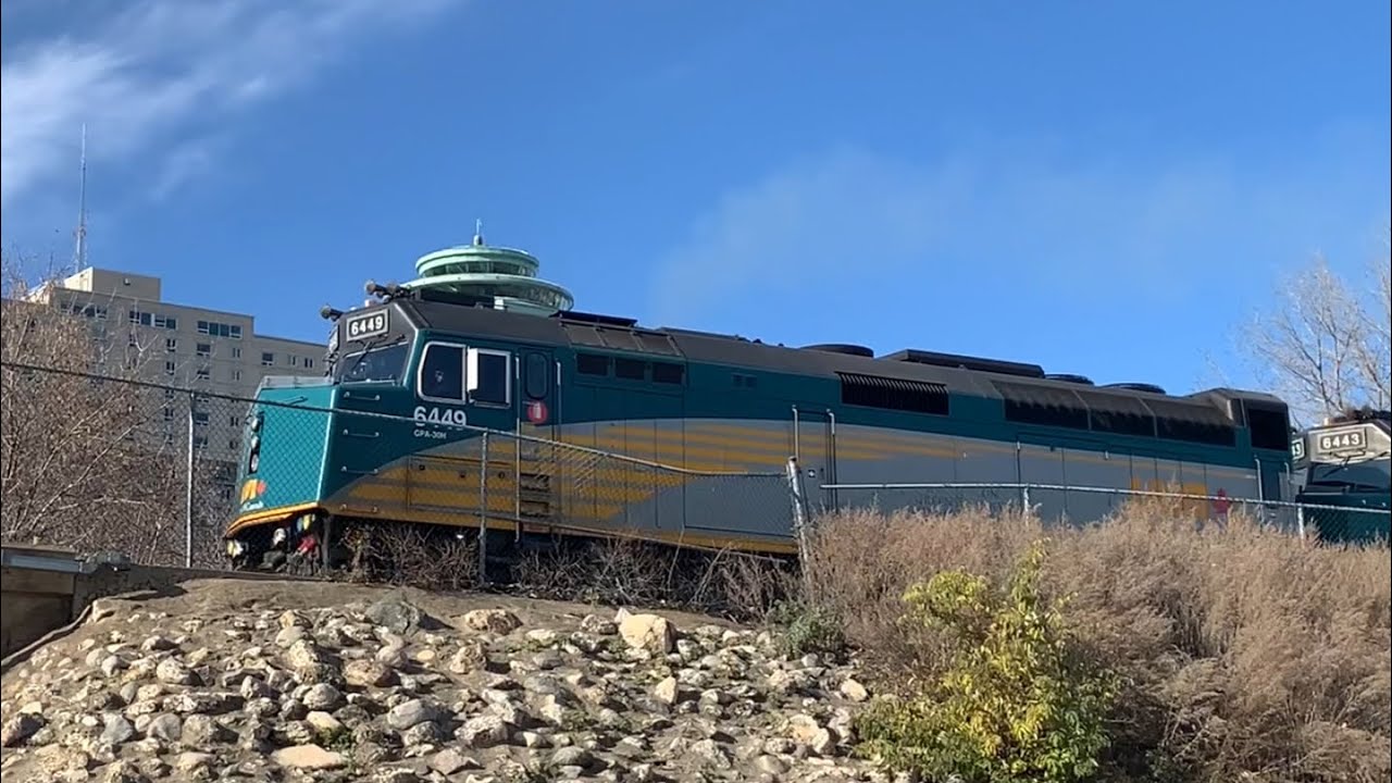 A Pair of VIA Rail Trains in Winnipeg, MB with Buffer Cars. (10/30/2022 ...