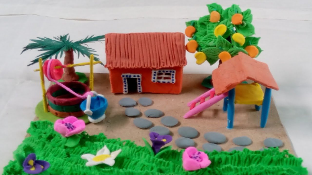 Diy Miniature Village House| How To Build Village With Farming| Clay ...