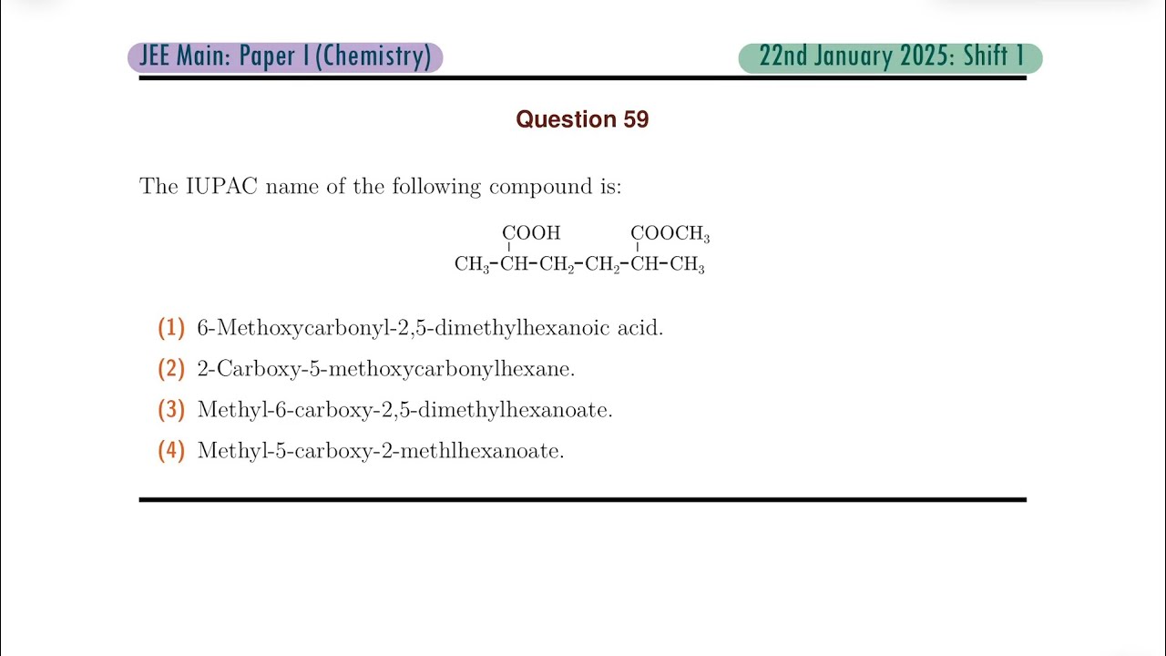 JEE Main PYQ | -COOH vs -COOCH3: Who Wins? 🏆 | IUPAC Priority Rules ...