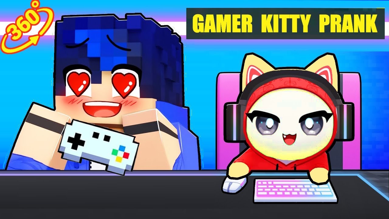 APHMAU Playing as a Gamer Kitten Pranker in Minecraft 360°! - YouTube