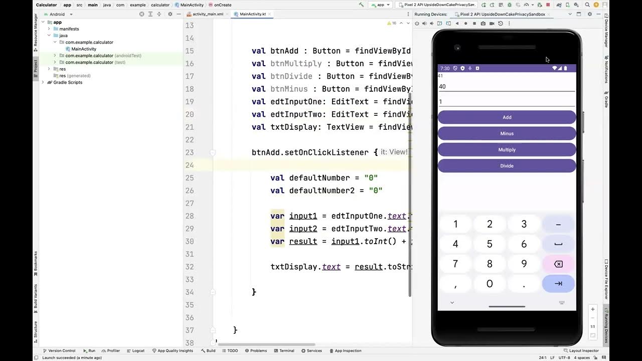 Kotlin Calculator App Emulator Part 4 - YouTube