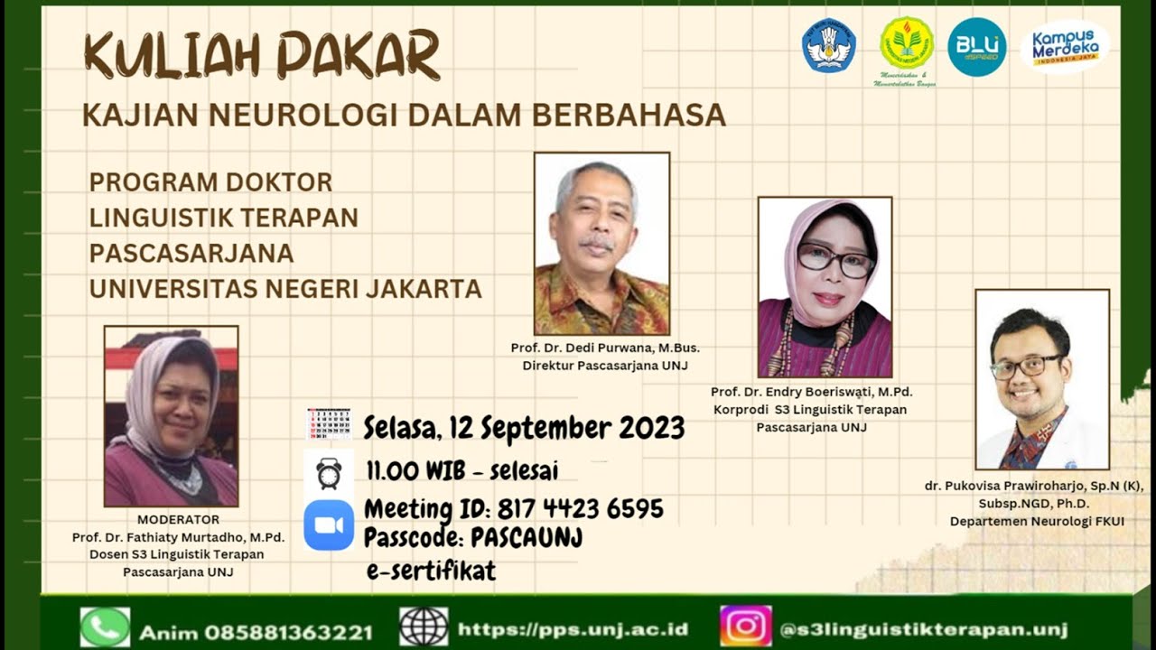 Kuliah Pakar Kajian Neurologi dalam Berbahasa | Program Doktor ...