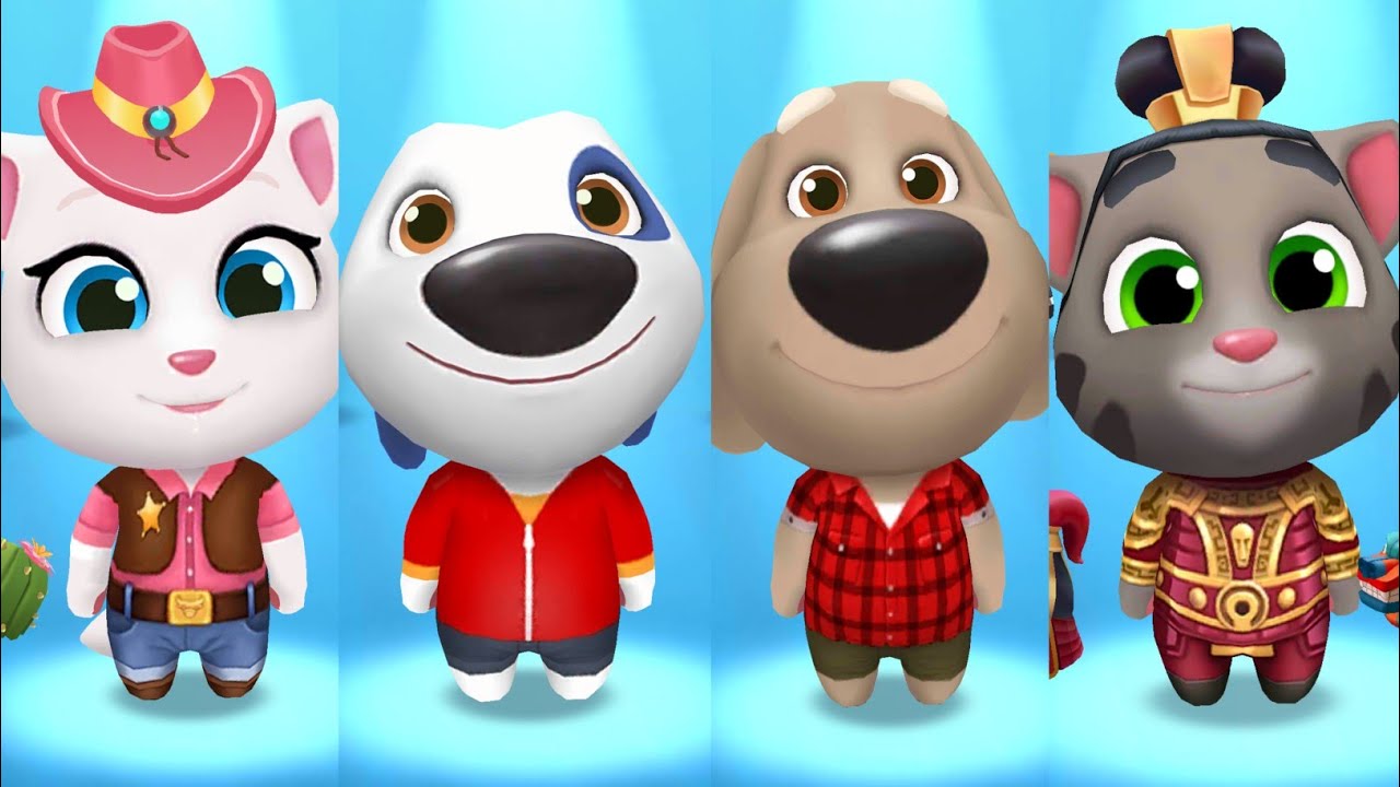 Talking Tom Gold Run Gameplay - Angela Vs Hank Vs Ben Vs Tom #147 - YouTube