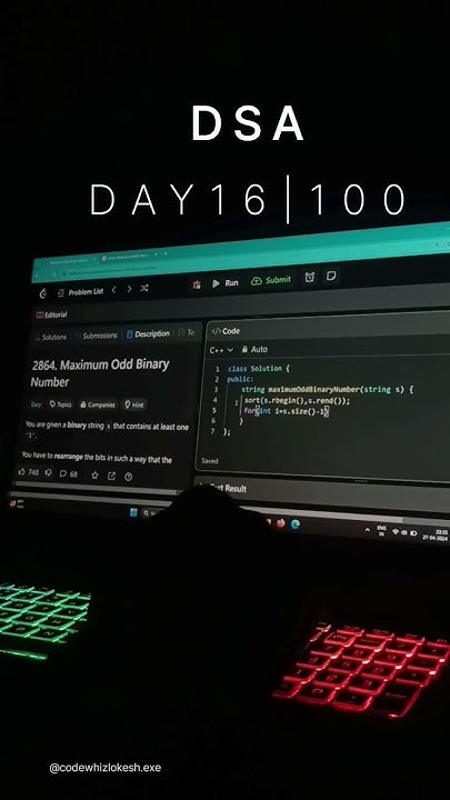 Day 16100 Learning Dsa👨‍💻 Que Leetcode2864majority Maximum Odd Binary Numbers Dsa Coding 