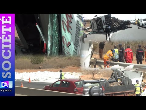 Route Dakar - AIBD : un camion se renverse dans un choc violent