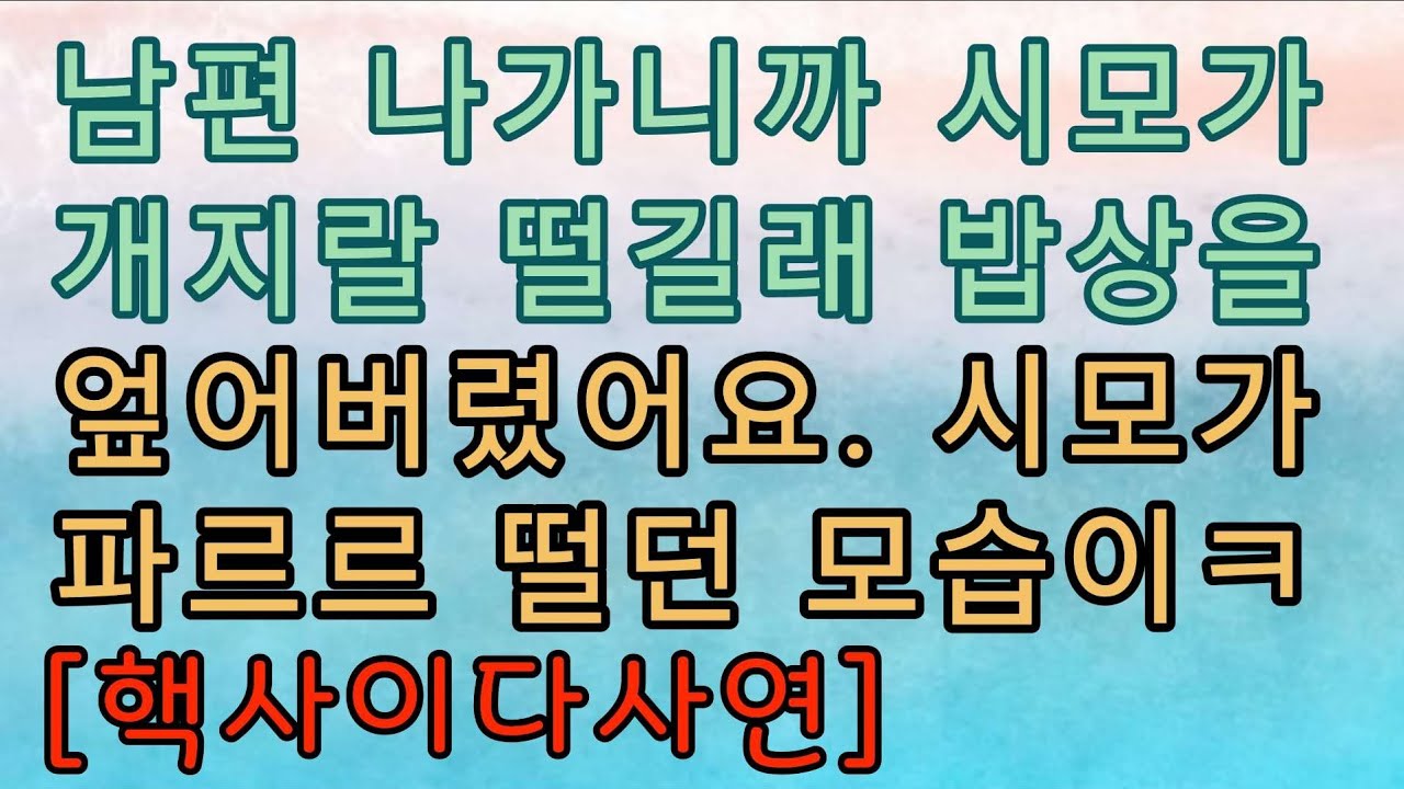 핵사이다사연 시댁에서 밥상을 엎어버리고 왔어요 사이다사연 사이다썰 미즈넷사연 응징사연 반전사연 참교육사연 라디오사연