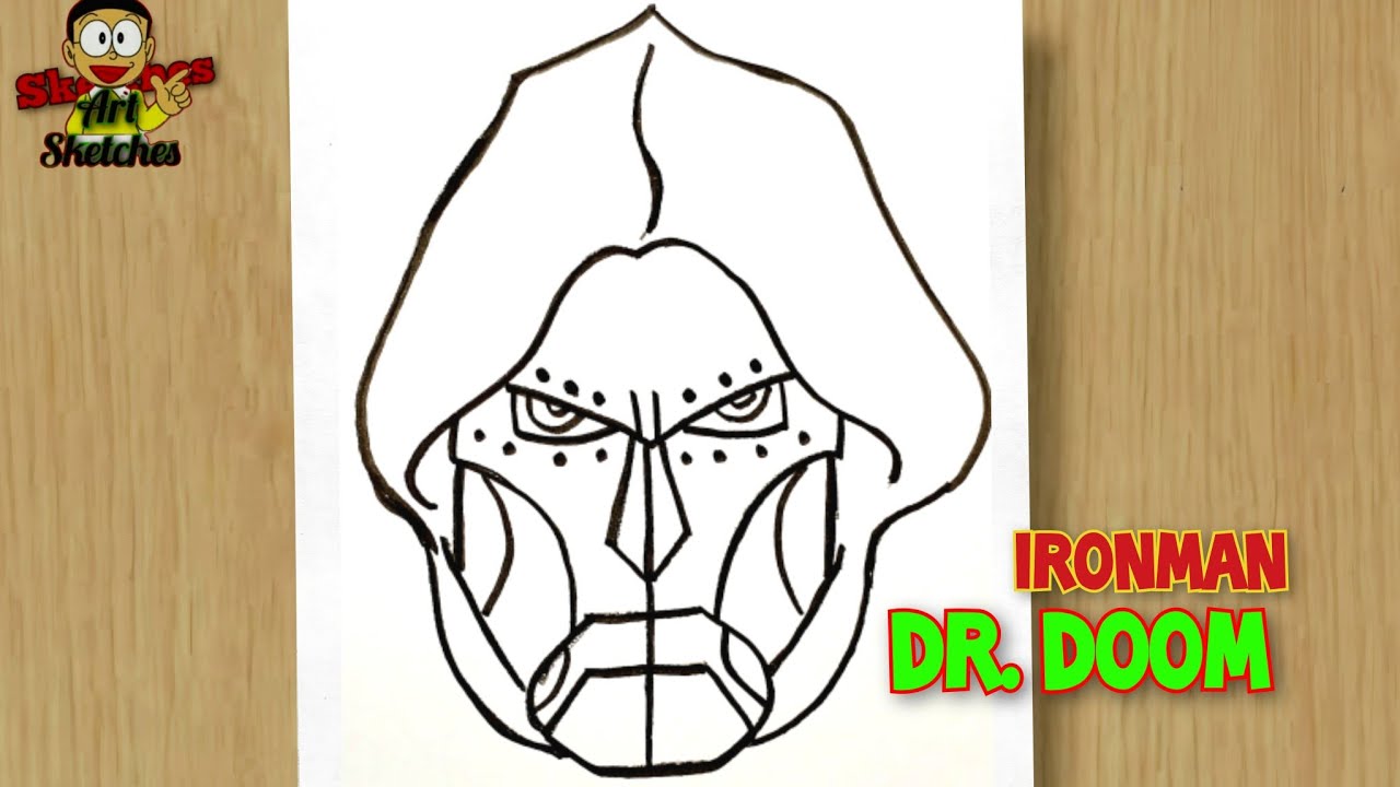 Doctor Doom Mask Drawing | Iron man return | Marvel characters Drawing ...