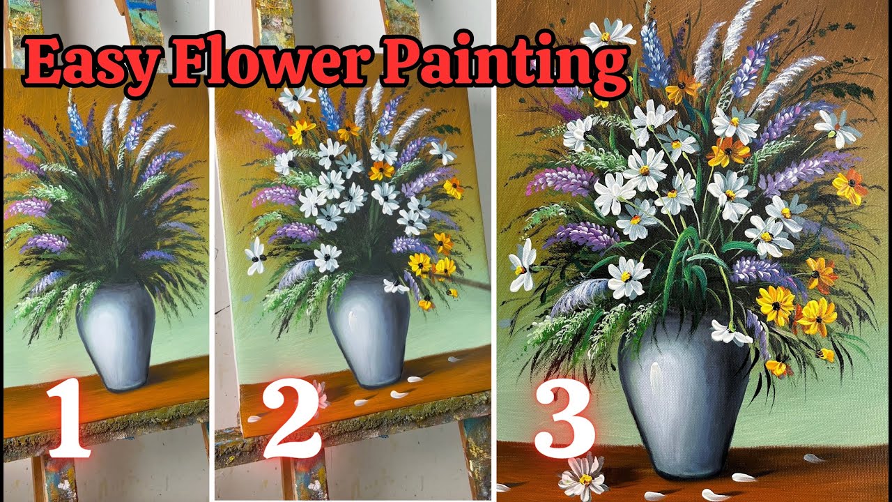 Step by step for beginners / Easy Flower Painting - YouTube