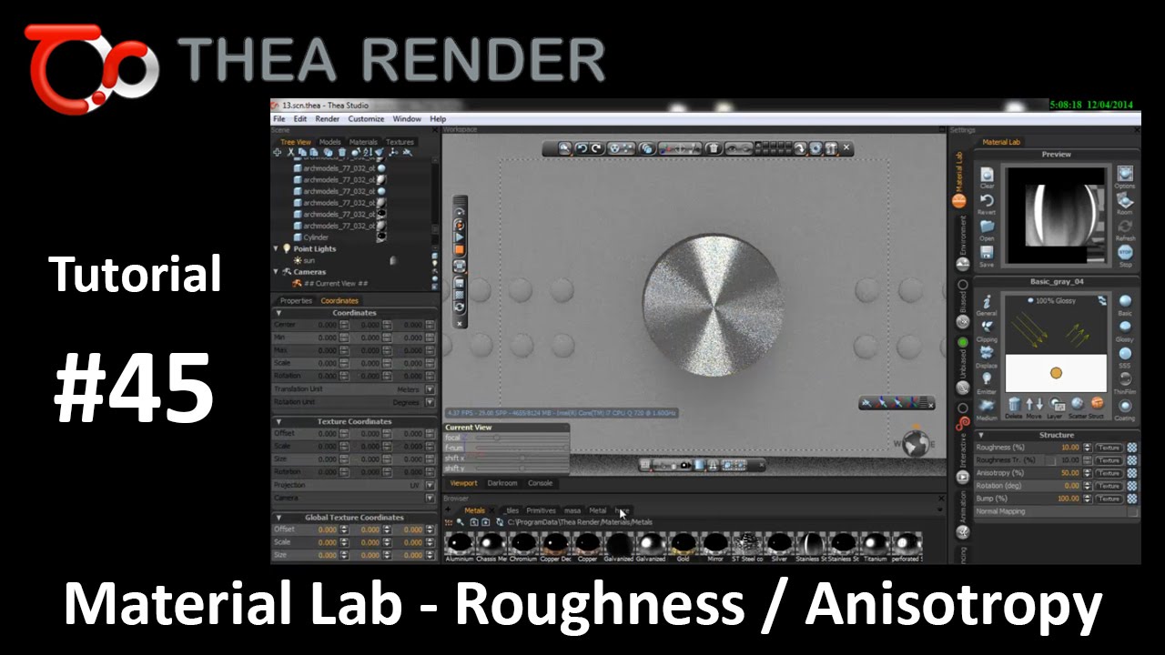 Thea Render --- Material Lab / Roughness – Anisotropy --- Tutorial #45 - YouTube