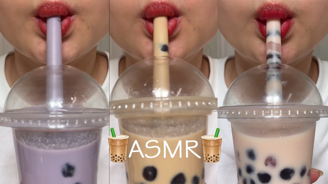 asmr 5 KINDS OF BUBBLE TEA MUKBANG eating sounds - YouTube