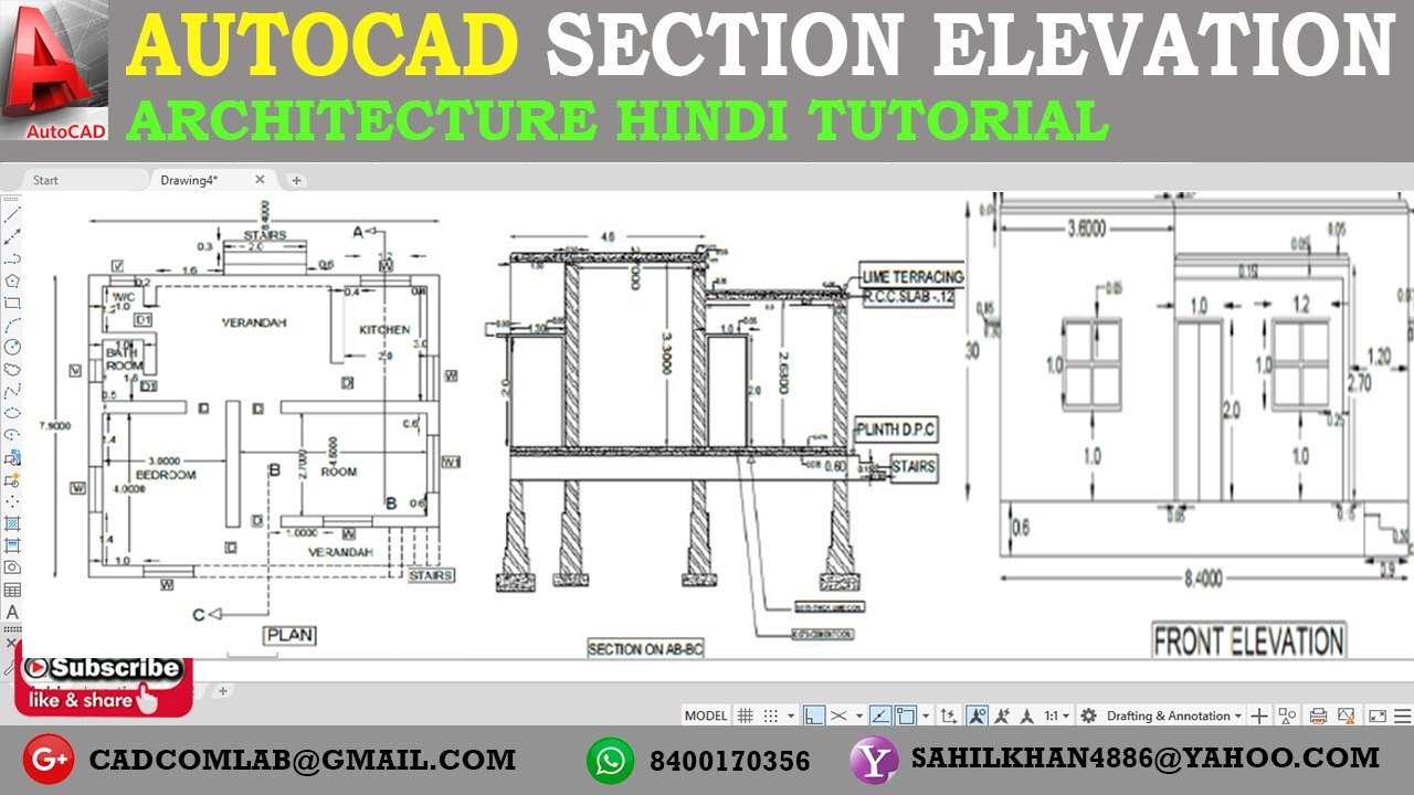 AOTOCAD 2D (CREATING ELEVATION -SECTIONS DETAILS) - YouTube