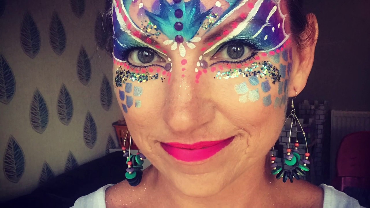 Mermaid facepaint tutorial - YouTube