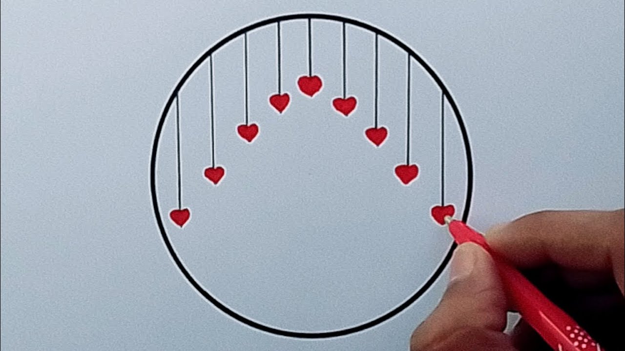 Beautiful Drawing - Heart Scenery Drawing - Circle Drawing Easy ️ - YouTube