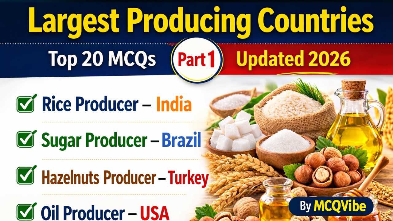 Top 20 Important MCQs for Competitive Exams | Largest Producer ...
