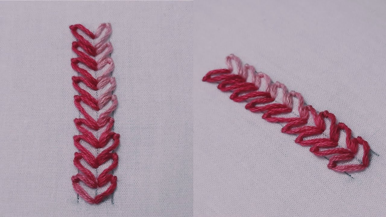 Broken Chain Stitch | Love Sign Borderline | Basic Hand Embroidery Part ...