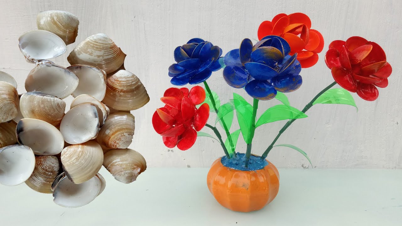 Beautiful flower pots recycled from snail shells & plastic bottles ...