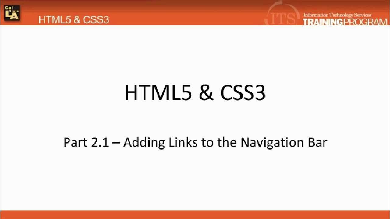 2.1 HTML5 and CSS3: Adding Links to the Navigation Bar - YouTube