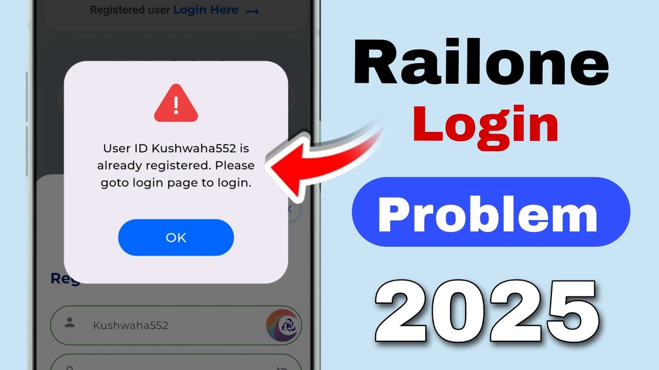 User id is already registered please goto login page to login railone ...